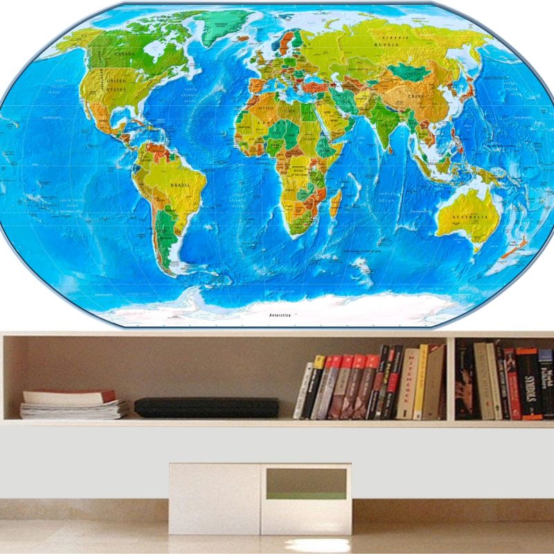 Painel Adesivo Mapas Mundi Países M31 – Quartinho Decorado