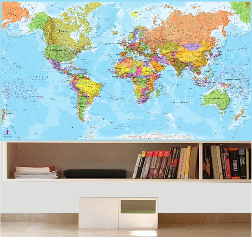 Painel Adesivo Mapas Mundi Países M33 – Quartinho Decorado